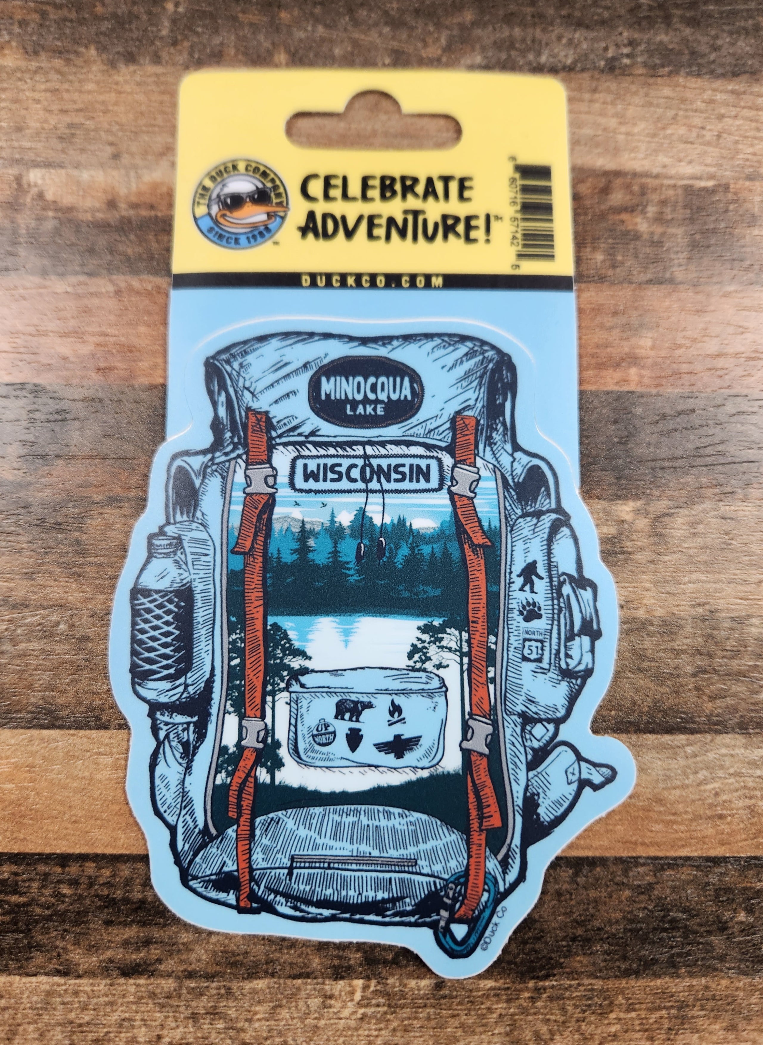MINOCQUA BACKPACK STICKER | Sallet's Northwoods Outfitters